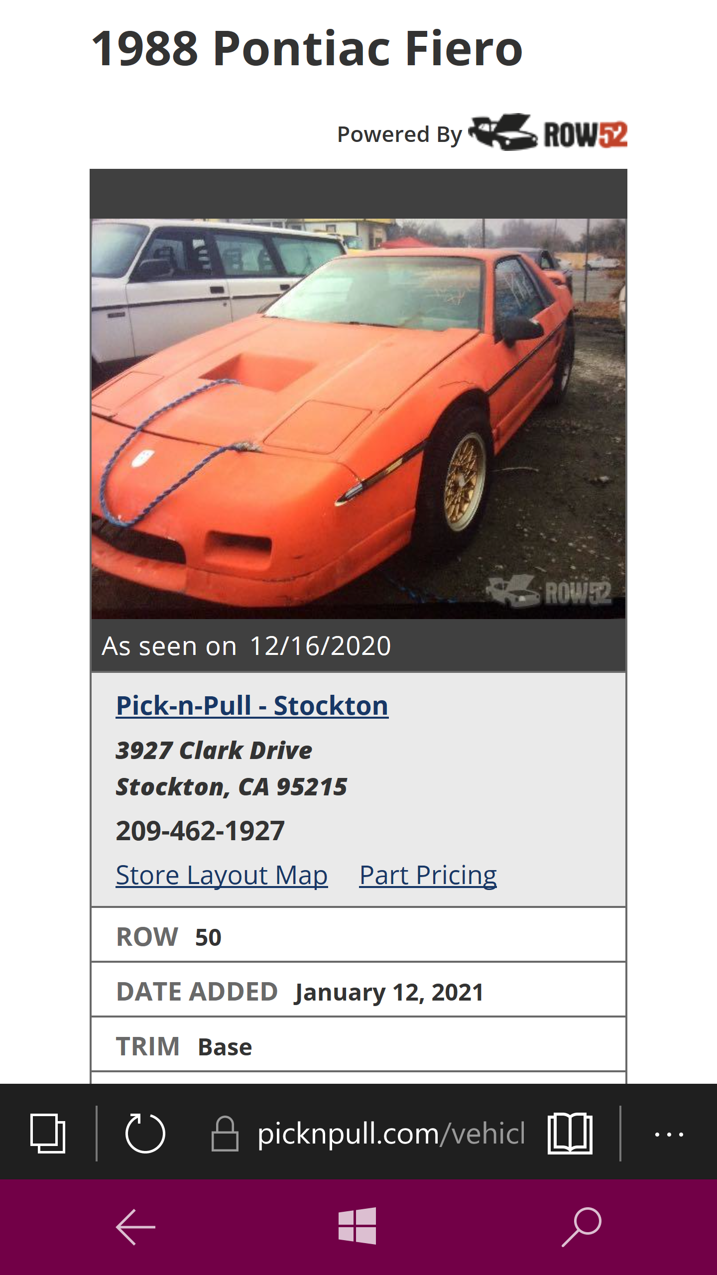 1988 Fieros in Junkyards- get the calipers and rear suspension/subframe ...